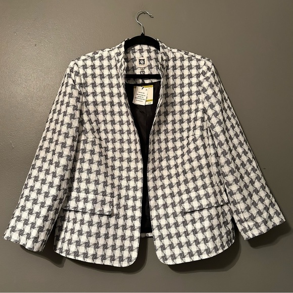 Anne Klein | Jackets & Coats | Nwt Anne Klein Sz 4 Whiteblack Woven Openfront Work High End ...